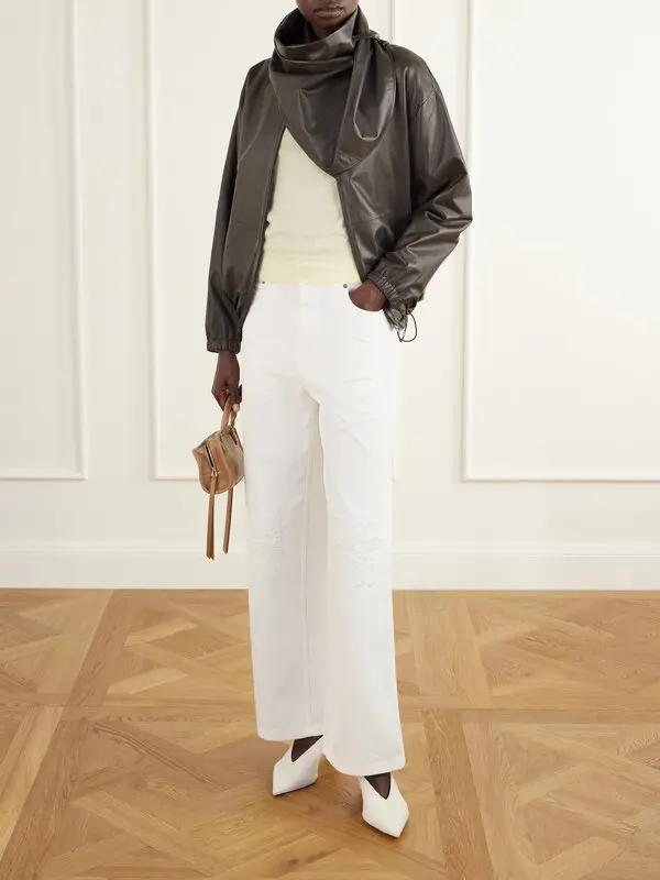 Loewe Scarf-detailed Leather Jacket
