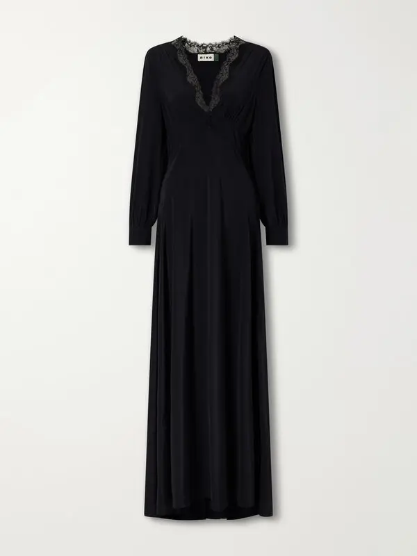 Rixo Emory Lace-trimmed Silk-crepe De Chine Maxi Dress