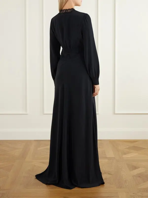 Rixo Emory Lace-trimmed Silk-crepe De Chine Maxi Dress