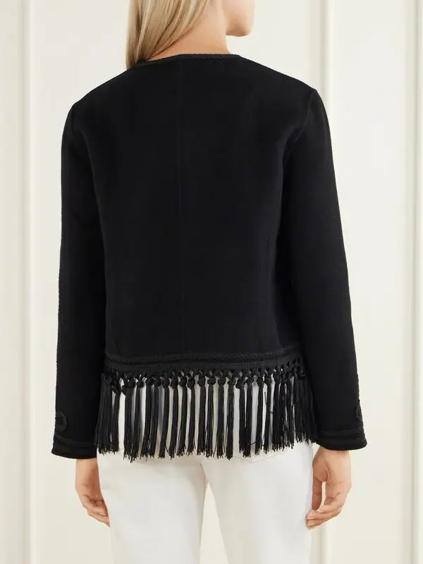 Rixo Inga Fringed Embellished Crepe Jacket
