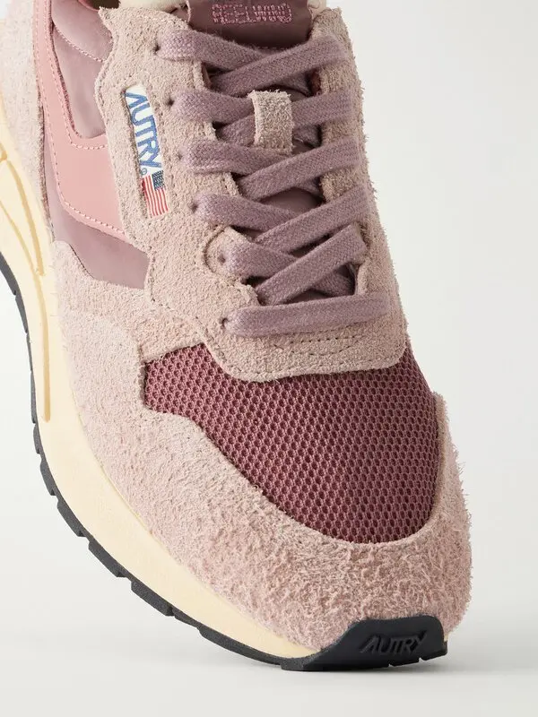 AUTRY Reelwind Low Leather And Suede-trimmed Mesh And Shell Sneakers - Pink