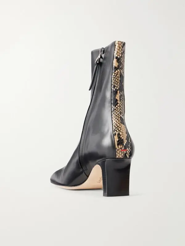 AeydĒ Billie Stripe 55 Snake-effect Trimmed Leather Ankle Boots