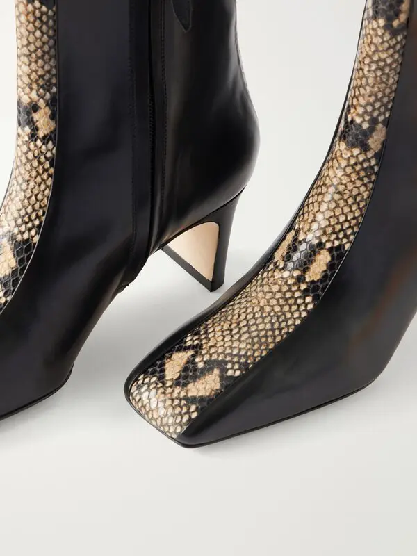 AeydĒ Billie Stripe 55 Snake-effect Trimmed Leather Ankle Boots