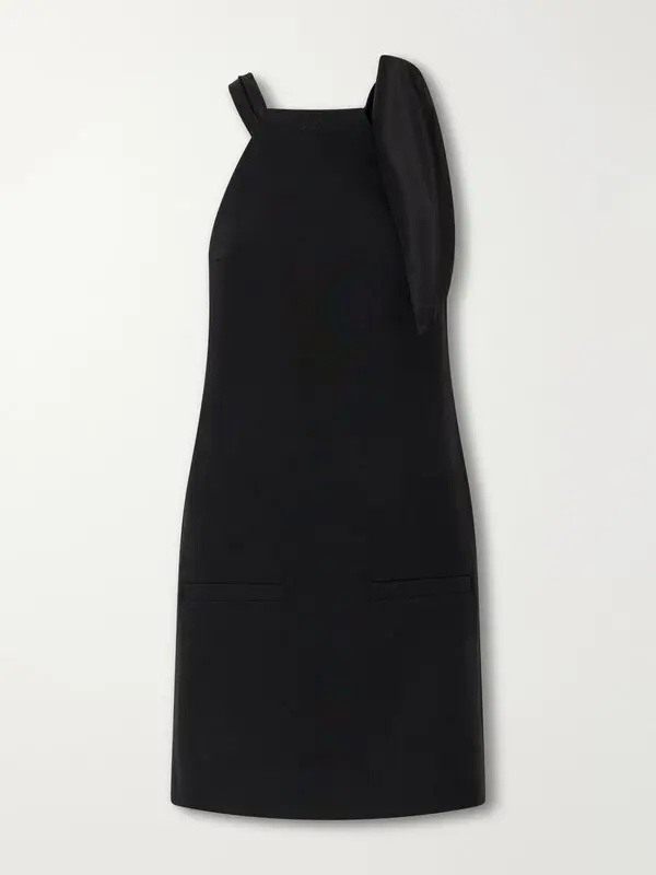 COURREGES Tie-detailed Logo-embroidered Crepe Mini Dress