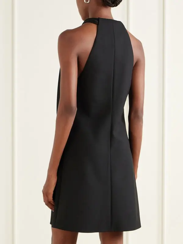 COURREGES Tie-detailed Logo-embroidered Crepe Mini Dress