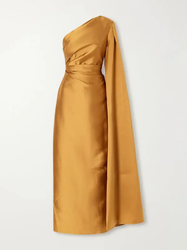 Solace London Veya One-shoulder Twill Gown