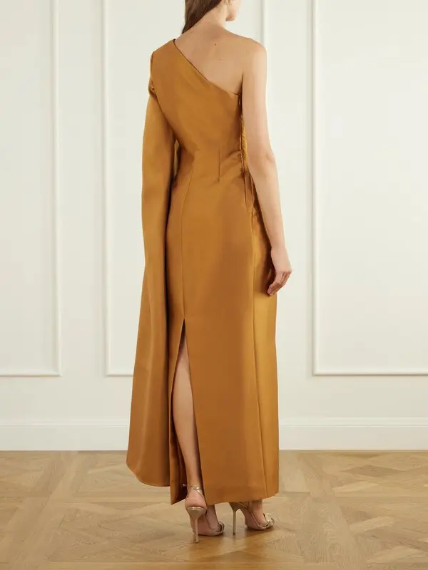 Solace London Veya One-shoulder Twill Gown