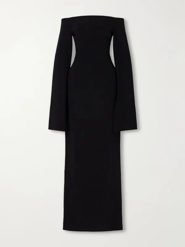 Solace London Marcella Off-the-shoulder Crepe Gown - Black