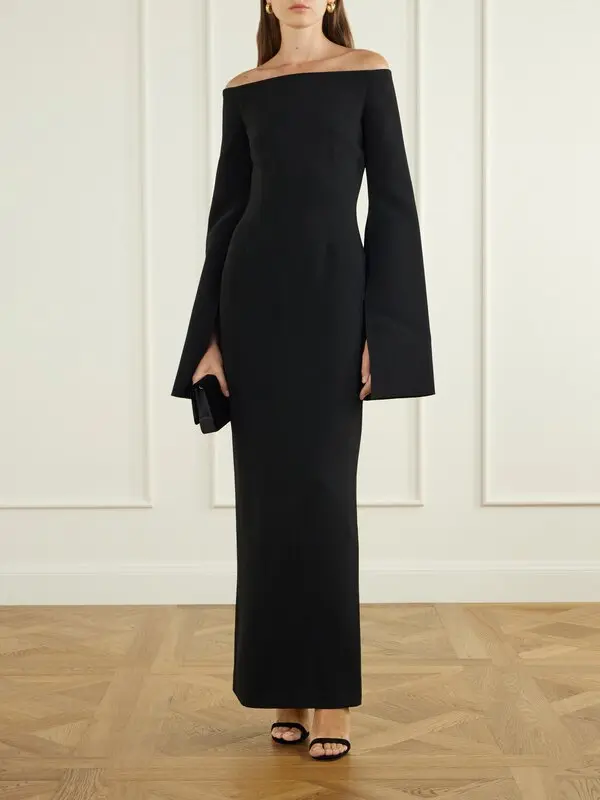 Solace London Marcella Off-the-shoulder Crepe Gown
