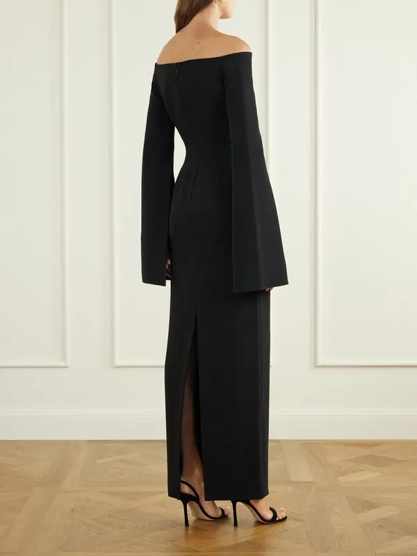 Solace London Marcella Off-the-shoulder Crepe Gown