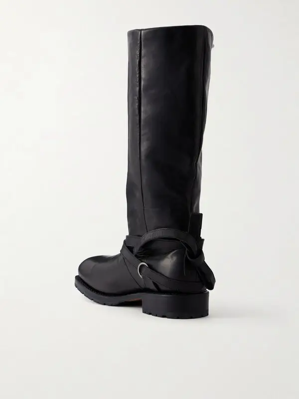 Our Legacy High Engine Tie-embellished Leather Knee Boots
