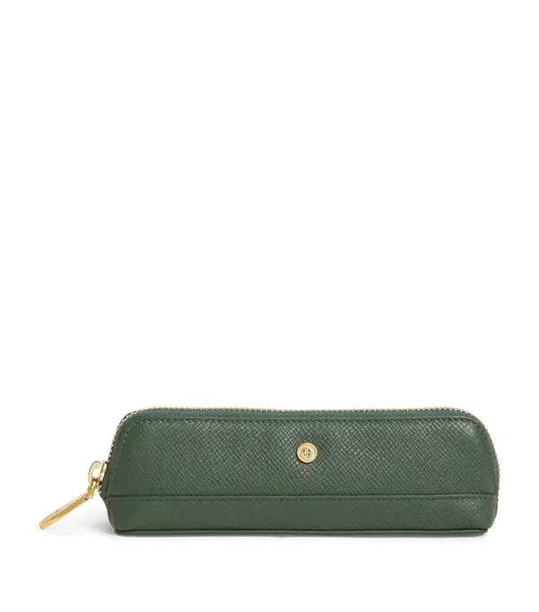 Harrods Slim Leather Pencil Case - Green