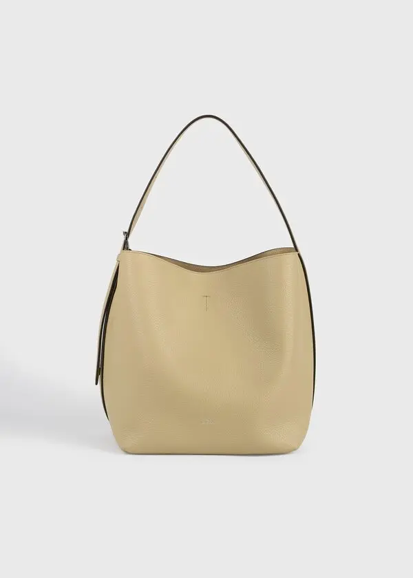 TOTEME Medium Belted Grained-leather Tote - Cashew