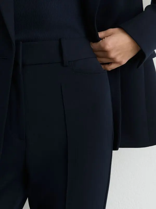 REISS Petite Flared Suit Trousers - Navy