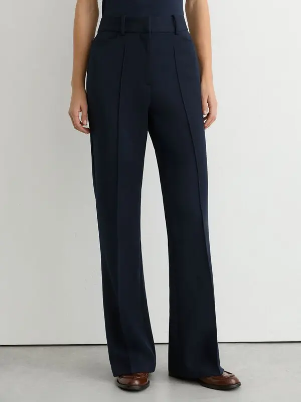 REISS Petite Flared Suit Trousers - Navy