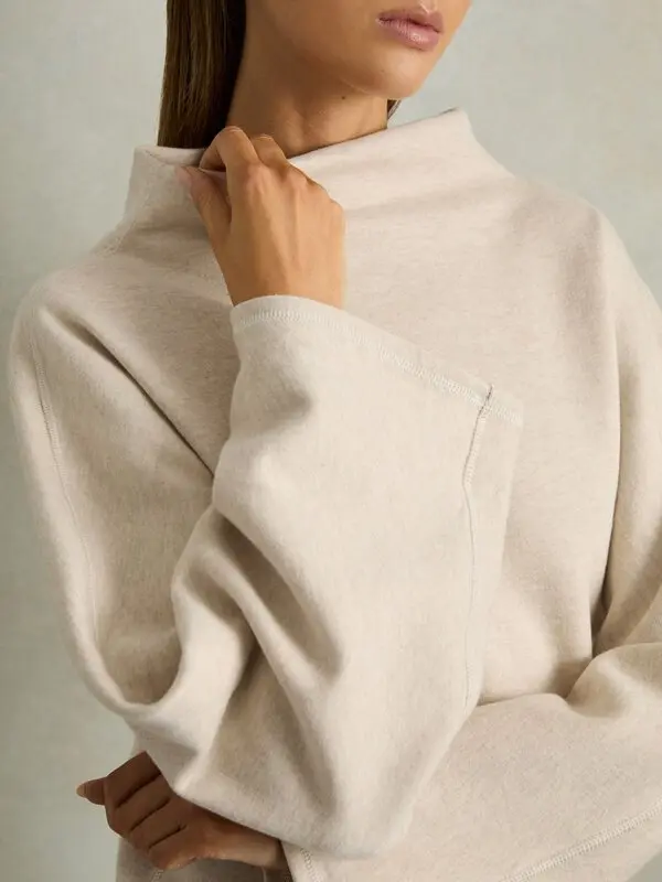 REISS Cotton Jersey Funnel-neck Dress