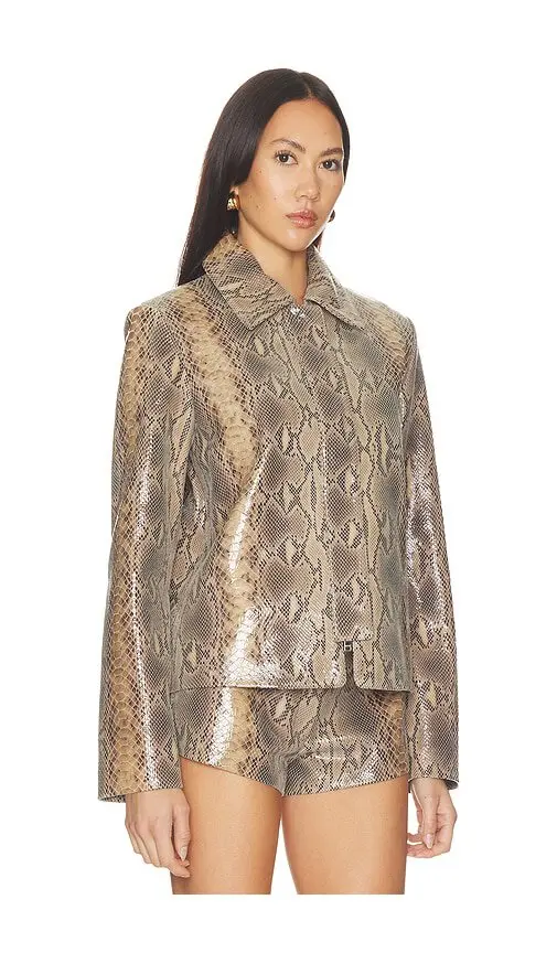 MIMCHIK Snake Embossed Leather Blouson Jacket