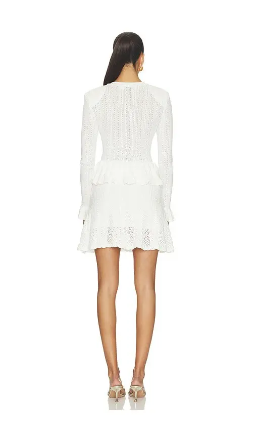 SELF-PORTRAIT Pointelle Peplum Knit Mini Dress In . Also