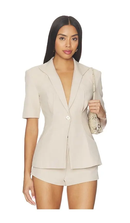 ALL THE WAYS Blake Evin Landry Short Sleeve Blazer - Beige
