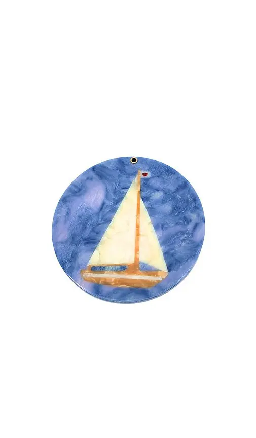 SOLAR ECLIPSE Hand-painted Sail Boat Compact Mirror - Beauty: Multi