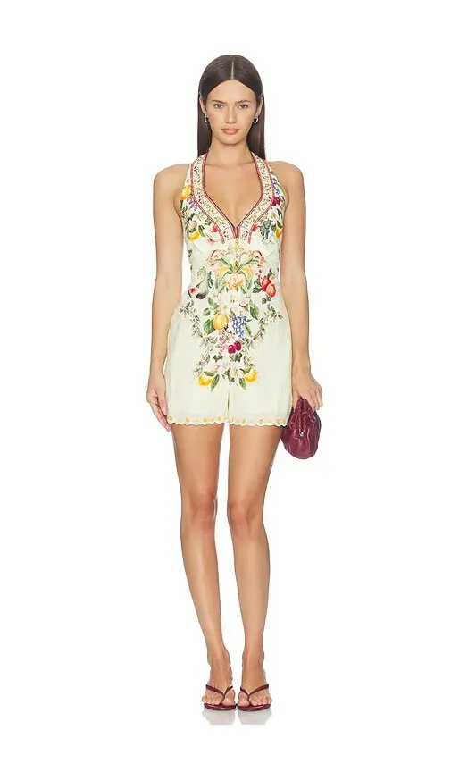 Camilla Button Front Halter Playsuit