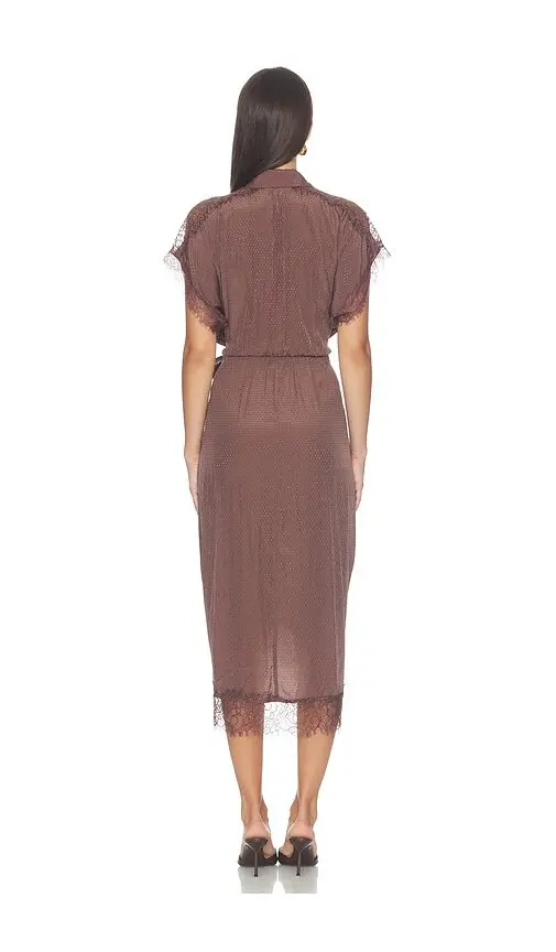 Steve Madden Textured Voile Lace Trimmed Midi Dress