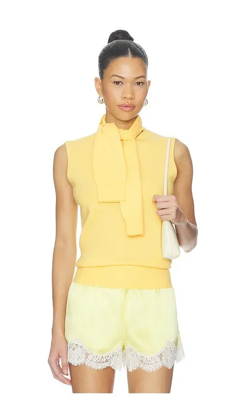 AKNVAS Giorgia Cashmere Wool Blend Sleeveless Tie Knit Top In . Also - Yellow