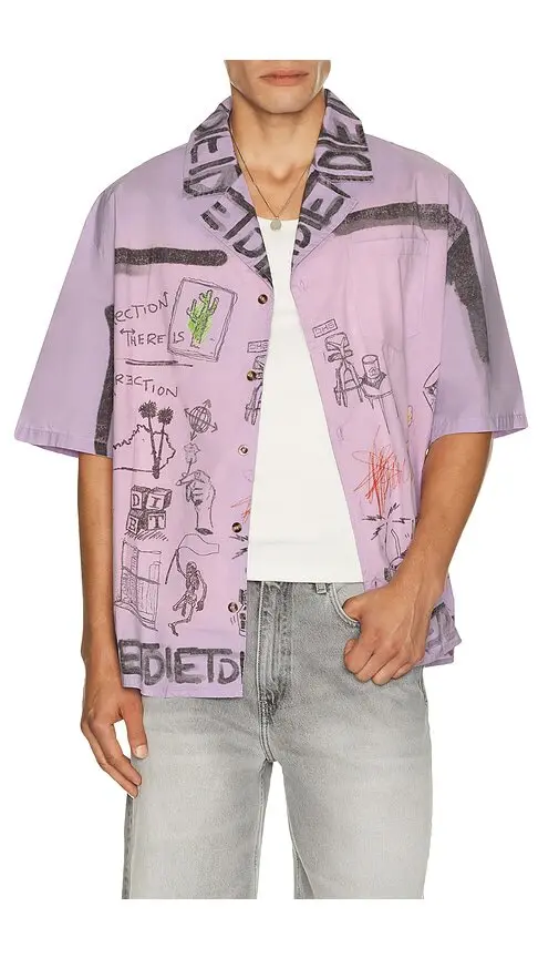 DIET STARTS MONDAY Doodle Button Up Shirt In . Also - Purple