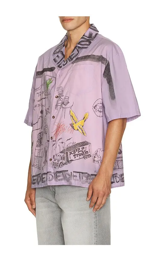 DIET STARTS MONDAY Doodle Button Up Shirt In . Also - Purple