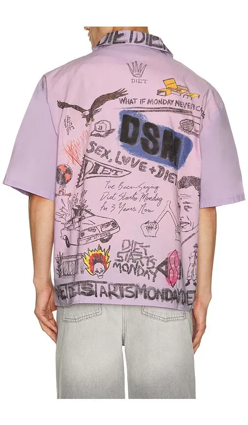 DIET STARTS MONDAY Doodle Button Up Shirt In . Also - Purple
