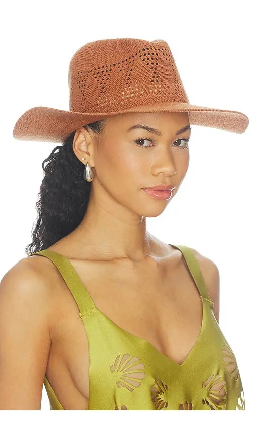 Brixton Sophia Knit Packable Fedora Hat - Brown
