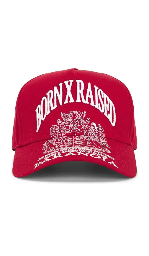 BORN X RAISED Paranoia Crest Baseball Cap - Red