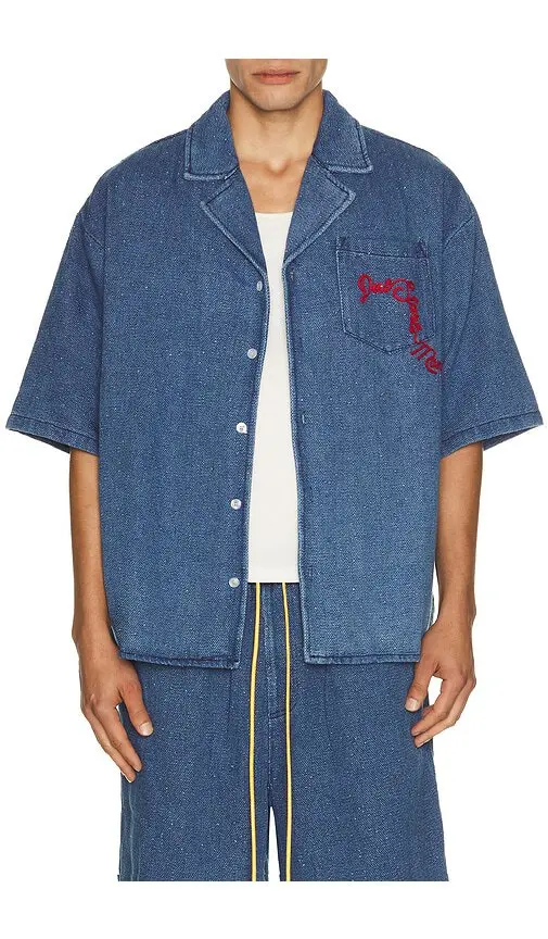 DIET STARTS MONDAY Dropoff Button Up Shirt In . Also - Blue