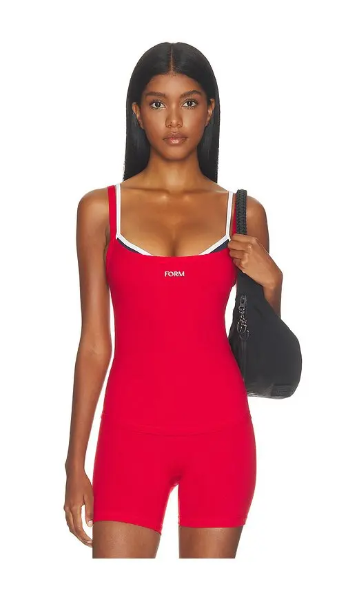 FORM Layered Cami Top In Cherry, Navy, & White In . Also