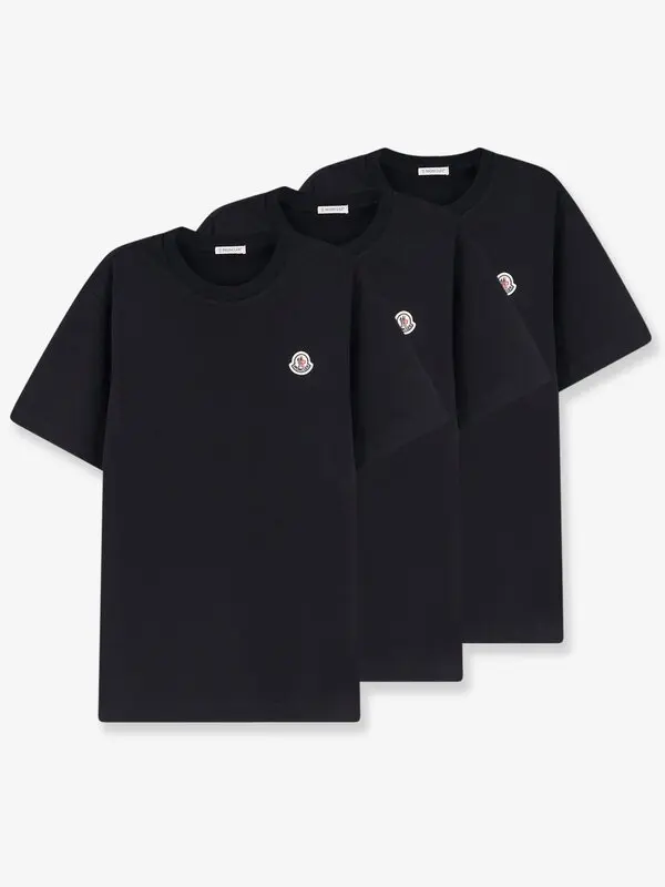 Moncler Cotton T-shirt With Front Logo Patch - Black