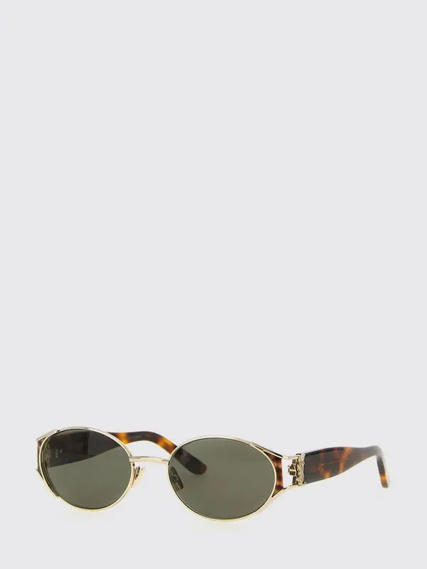 Saint Laurent Oval Tortoiseshell Acetate Sunglasses With Monogram - Brown