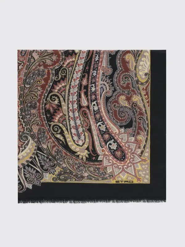 Etro 100% Cashmere Paisley Print Scarf With Fringed Edges - Pink