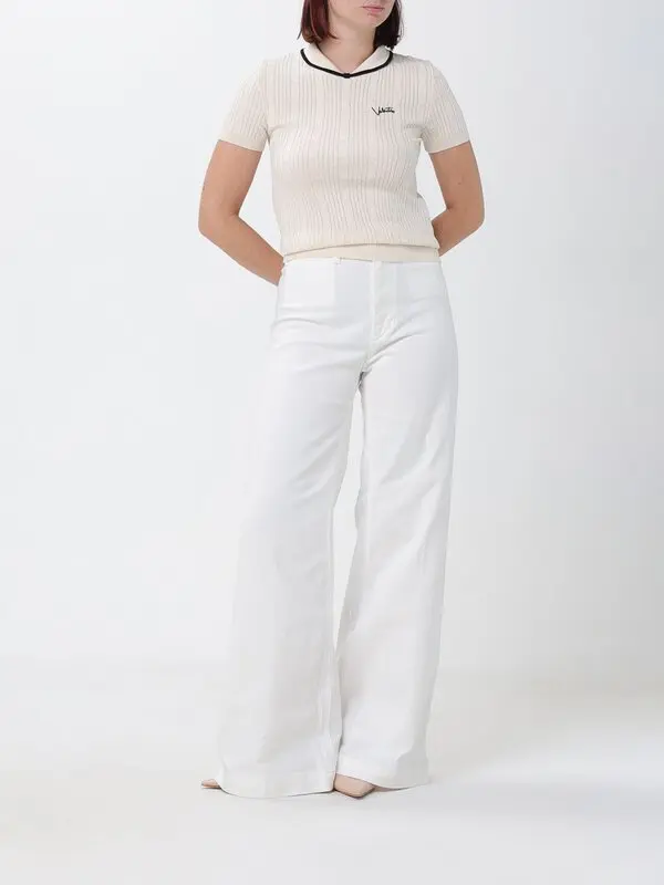 Valentino Garavani Contrast Trim Ribbed V-neck Sweater
