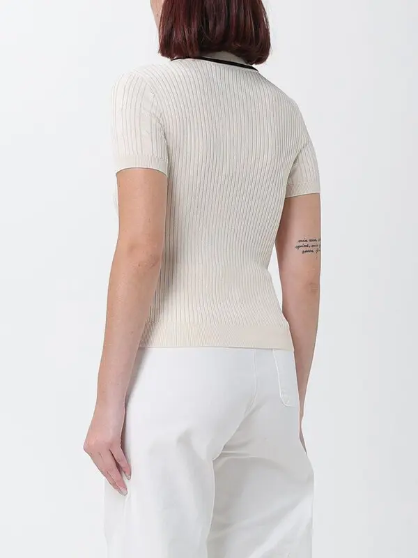 Valentino Garavani Contrast Trim Ribbed V-neck Sweater