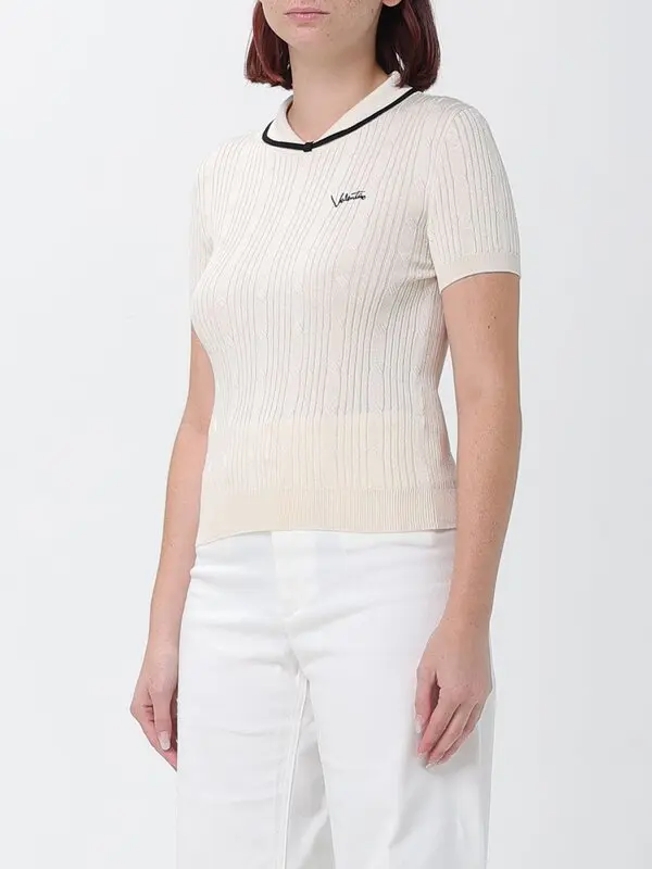 Valentino Garavani Contrast Trim Ribbed V-neck Sweater