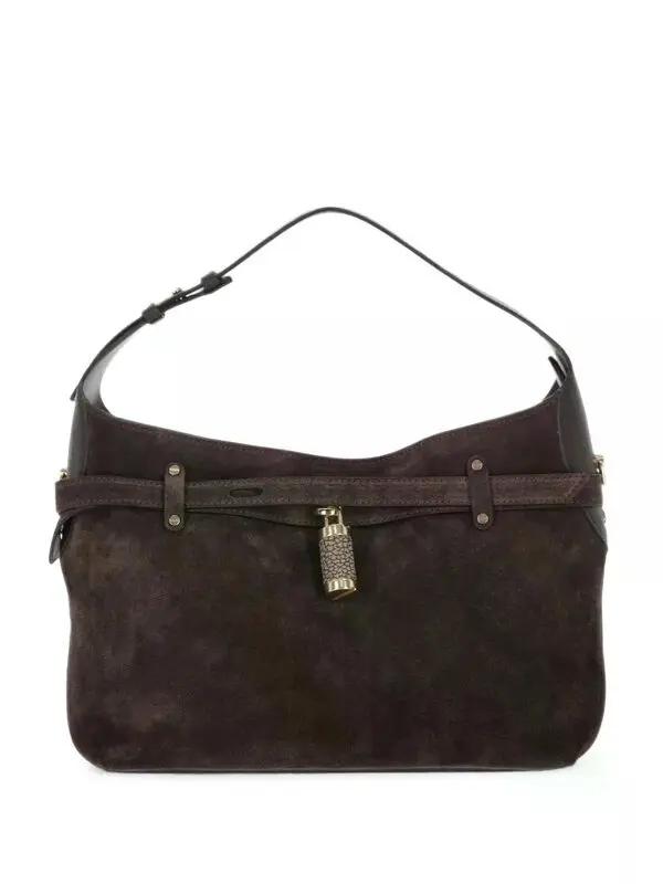 Borbonese Small Premere Hobo Suede Padlock Shoulder Bag