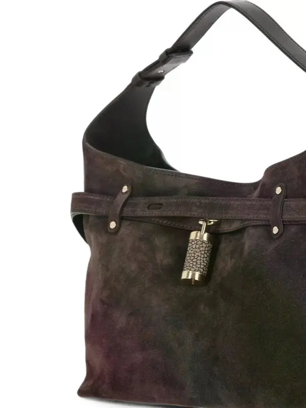 Borbonese Small Premere Hobo Suede Padlock Shoulder Bag