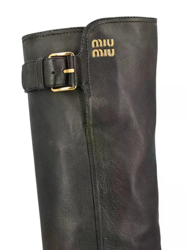 Miu Miu Leather Boots - Black