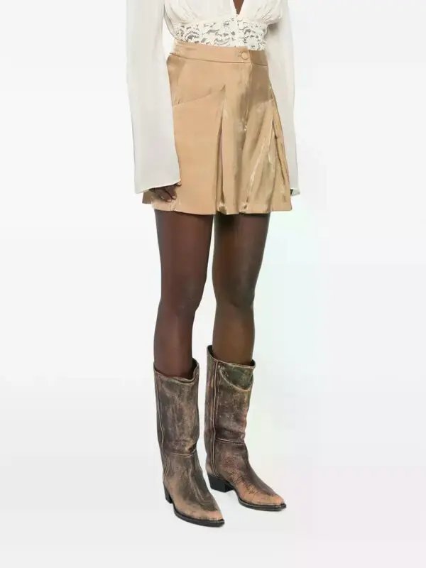 MARC ELLIS Pleated Satin-finish Shorts