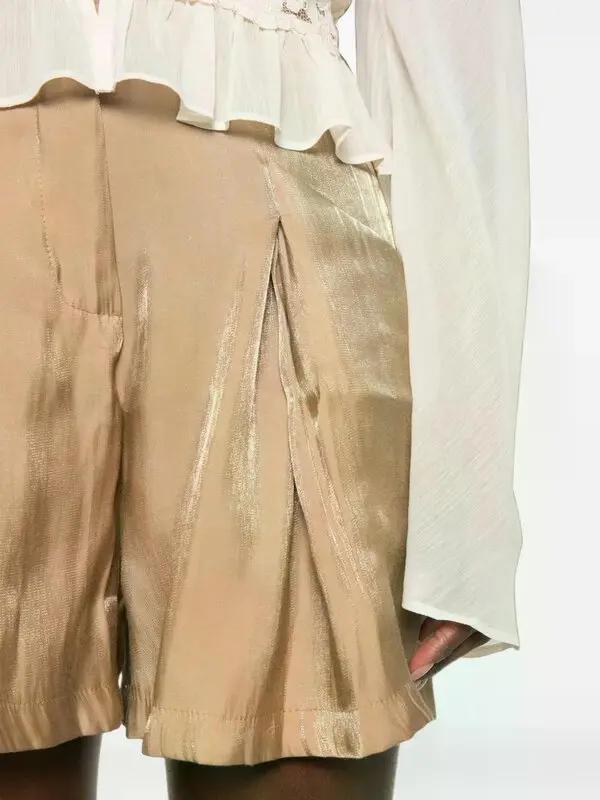 MARC ELLIS Pleated Satin-finish Shorts
