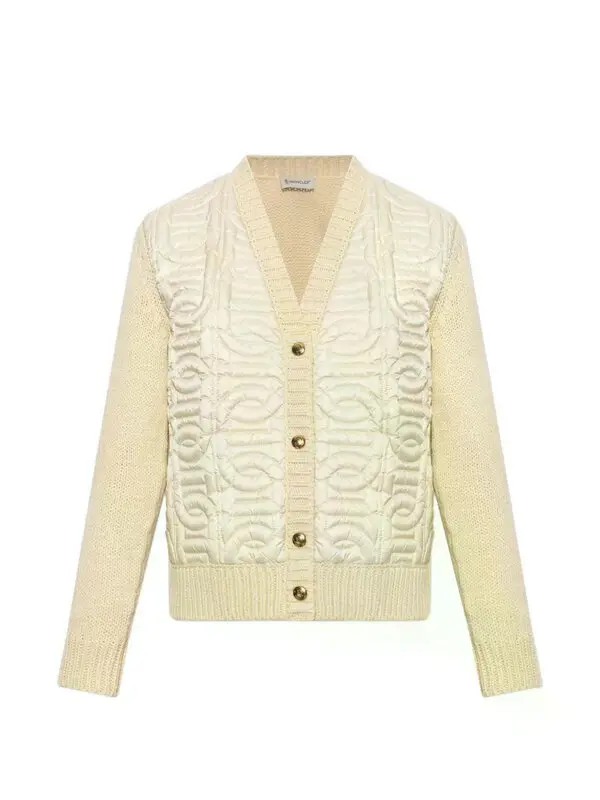 Moncler Chain Quilted Padded V-neck Cardigan