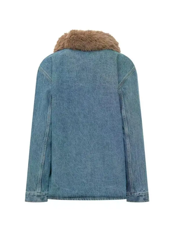 AVA ADORE Faux-fur Trim Denim Jacket - Blue