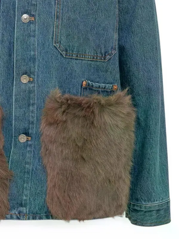 AVA ADORE Faux-fur Trim Denim Jacket
