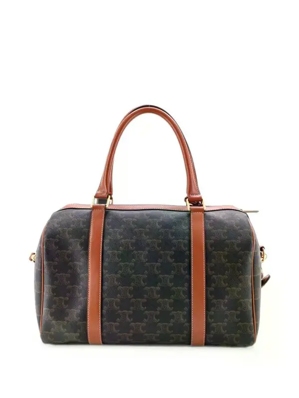 Celine Boston Bag Triomphe Coated Canvas Large Handbag