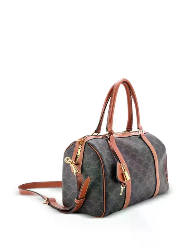 Celine Triomphe Coated Canvas Boston Handbag - Brown